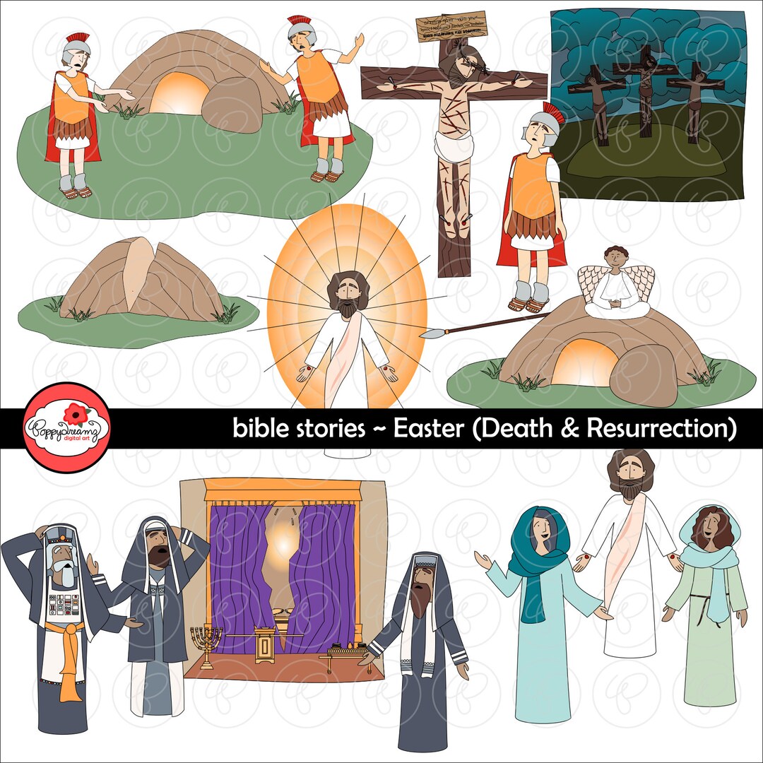 Bible Stories: Easter Death and Resurrection Clipart Set by Poppydreamz ...