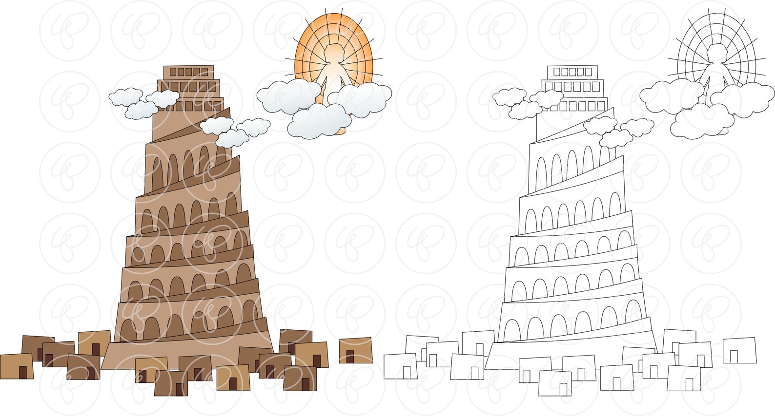 Bible Stories: Tower of Babel Clipart Set by Poppydreamz Bible Biblical ...