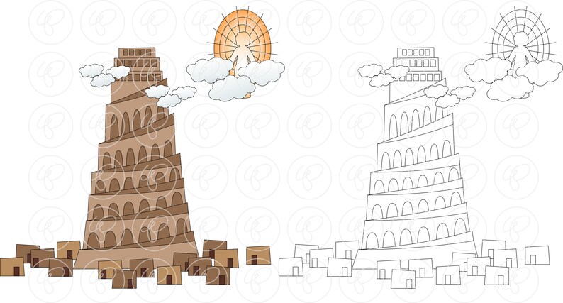 Bible Stories: Tower of Babel Clipart Set by Poppydreamz Bible Biblical ...