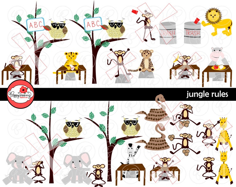 Jungle Rules Class Rules Clipart: (300 Dpi Transparent Png) School ...