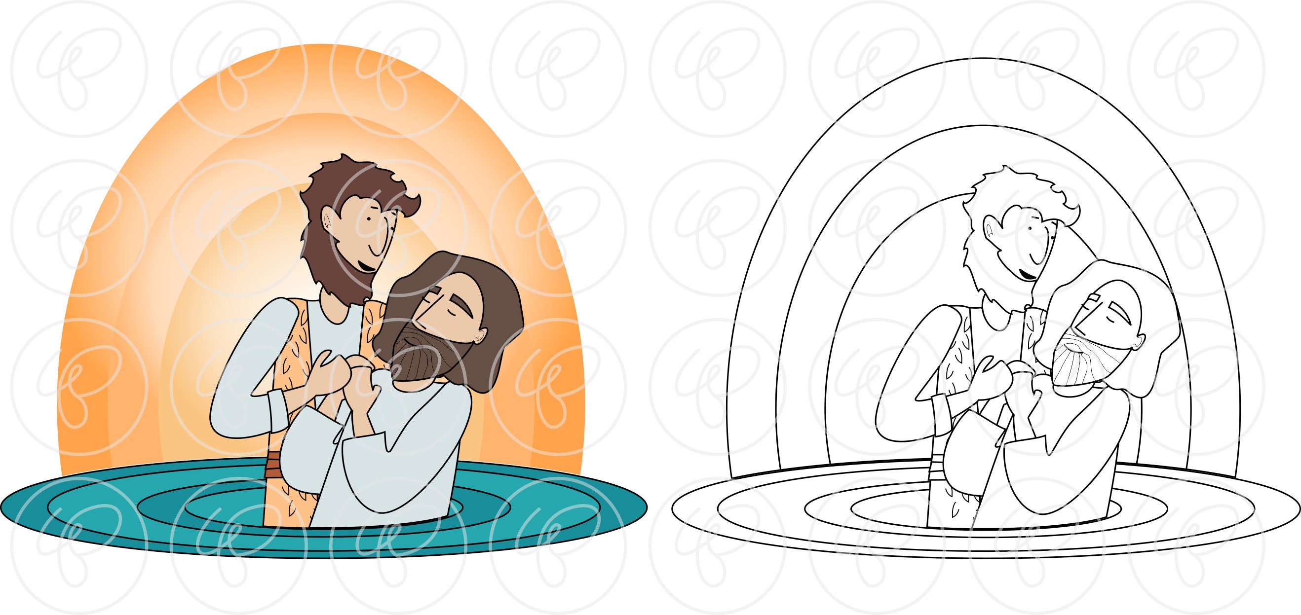 Bible Stories: Baptism of Jesus John the Baptist Clipart Set by ...