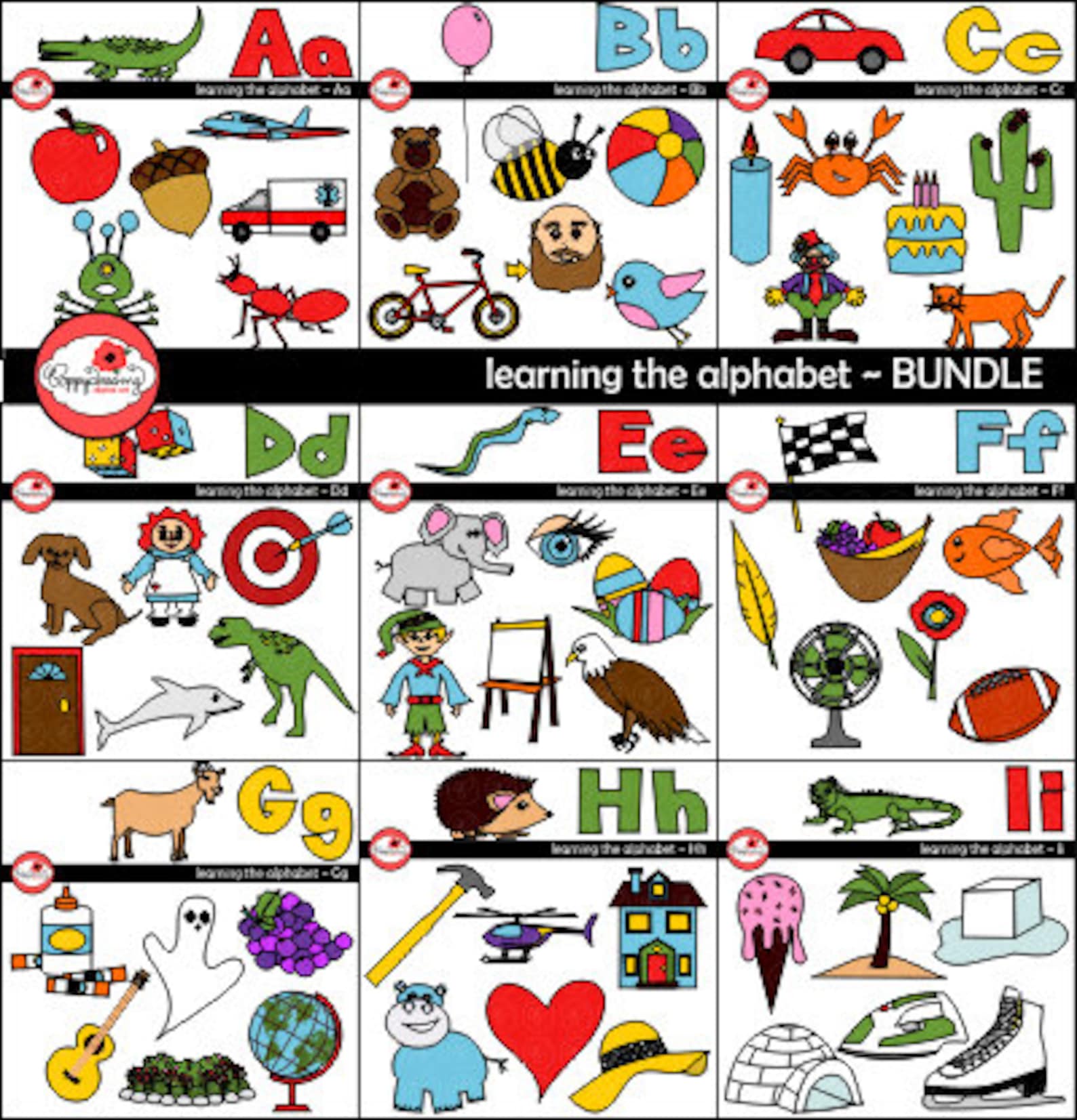 Learning the Alphabet BUNDLE Clipart School Alphabet Learning Letters ...