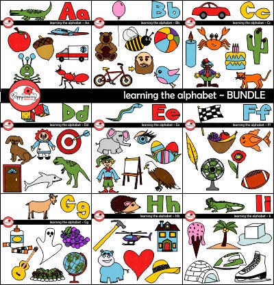 Learning the Alphabet BUNDLE Clipart School Alphabet Learning Letters ...