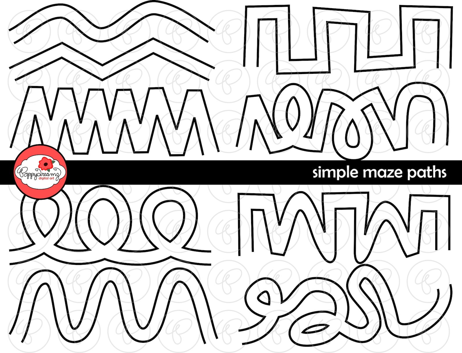 Simple Maze Paths Clipart SET: (300 Dpi) School Teacher Fine Motor ...