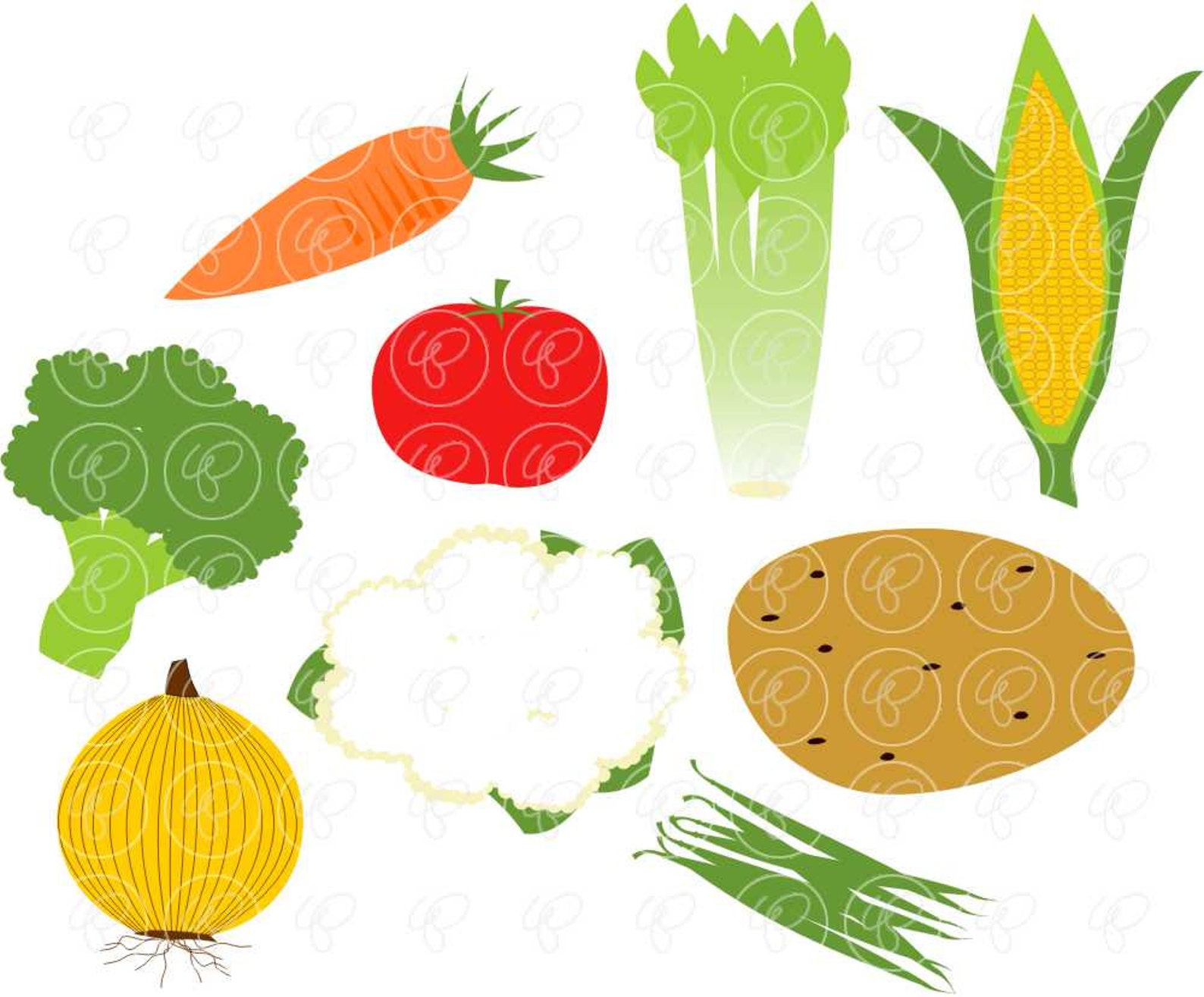 Fruits & Veggies: Clip Art Pack (300 Dpi Transparent Png) Digital Fruit ...