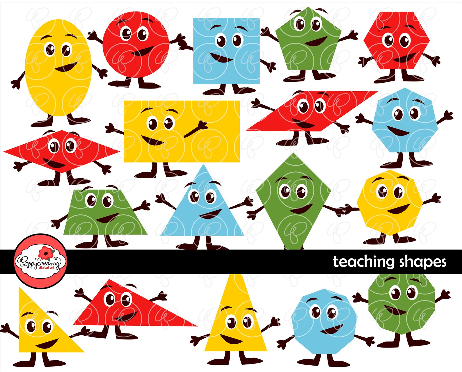 Teaching Shapes Flashcards and Clipart School Teacher Clip - Etsy UK