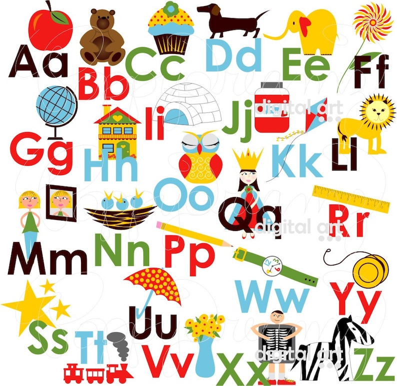 Teaching the Alphabet Clipart & Digital Flashcards: Digital Image Set ...