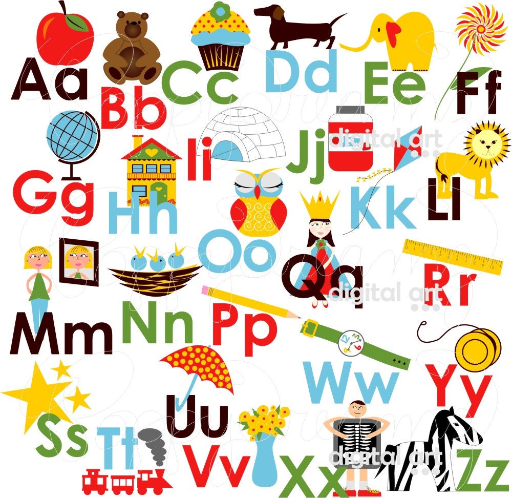 Teaching the Alphabet Clipart & Digital Flashcards: Digital Image Set ...