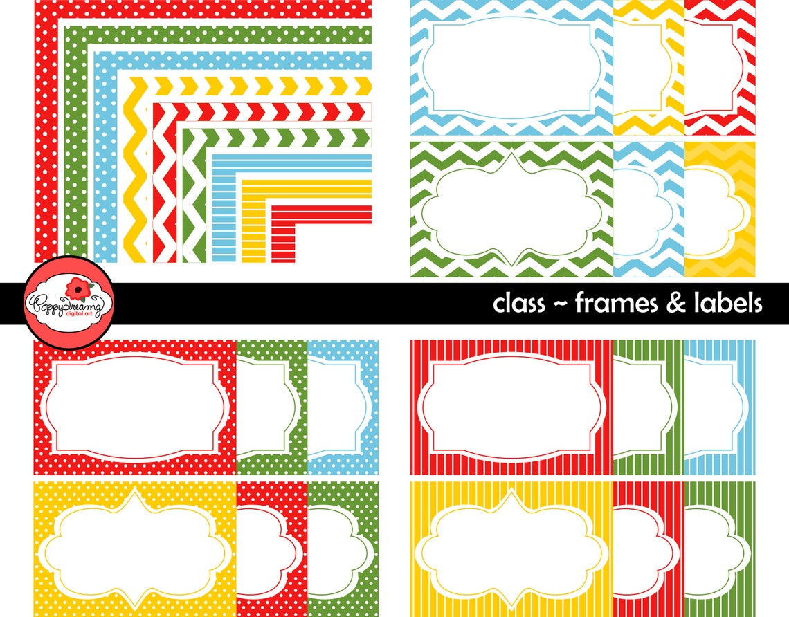 Class Frames & Labels: Digital Clipart Pack 300 Dpi Red - Etsy