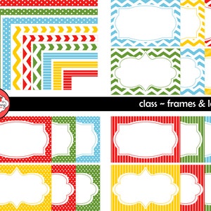 Class Frames & Labels: Digital Clipart Pack (300 Dpi) Red Green Yellow ...