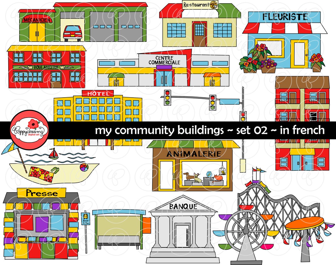 Mis edificios de la comunidad set 02 en french Clipart: 300 dpi png ...