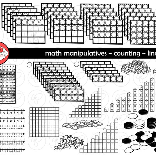 Math Manipulatives Fractions Clipart Set 300 Dpi School - Etsy