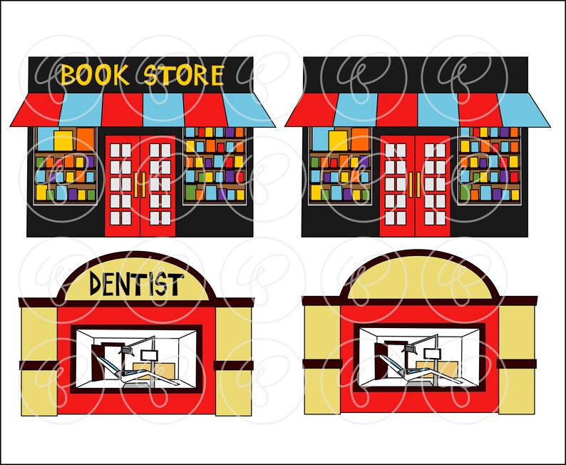My Community Buildings Set 03 Clipart: 300 dpi transparent | Etsy