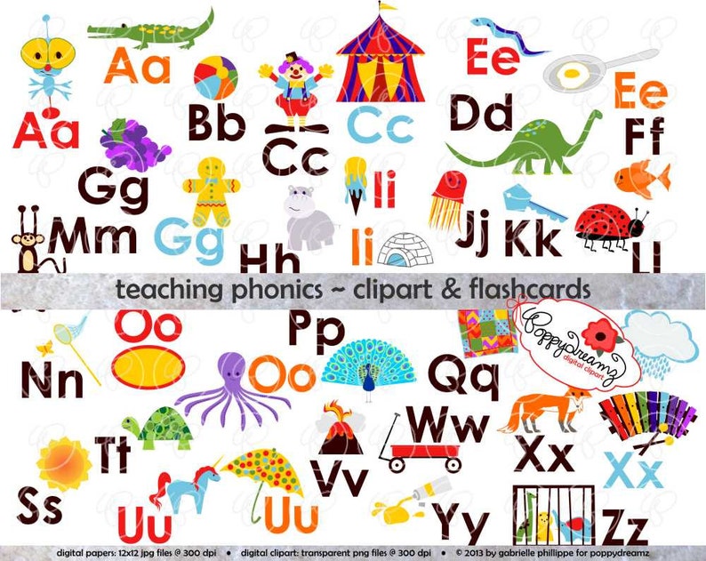 Teaching Phonics Clipart & Digital Flashcards: Digital Image | Etsy
