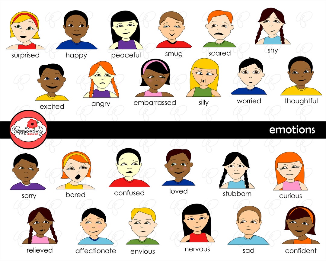 Emotions Clipart & Digital Flashcards: Digital Image Set (300 Dpi ...