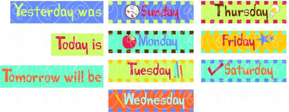 Let's Go Bulletin Board Calendar Clipart SET: (300 Dpi) School Teacher ...