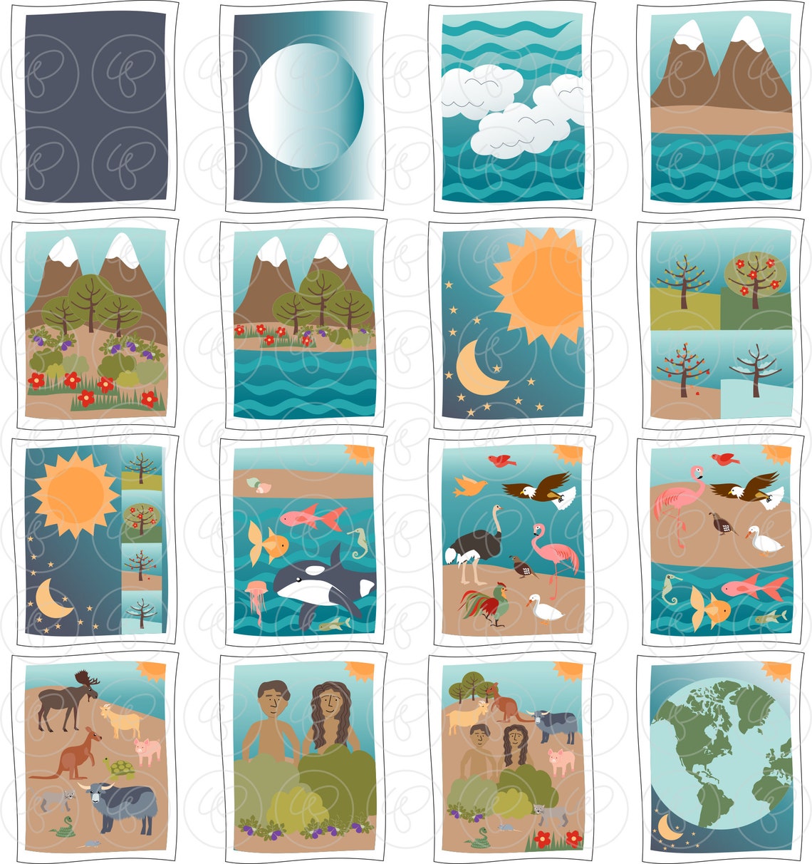 Bible Stories: Creation Clipart Set by Poppydreamz Bible Biblical ...