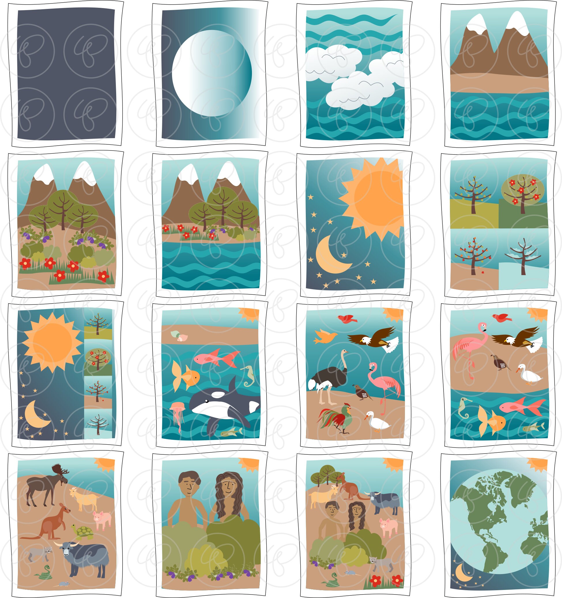 Bible Stories: Creation Clipart Set by Poppydreamz Bible Biblical ...