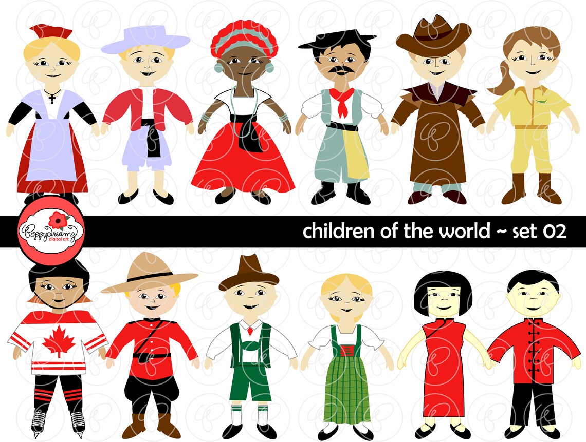 Children of the World (set 02) Digital Clip Art: France Germany Brazil ...