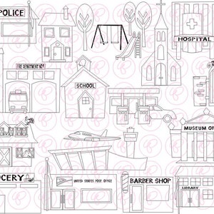 My Community Buildings Clipart: (300 Dpi Transparent Png) School ...