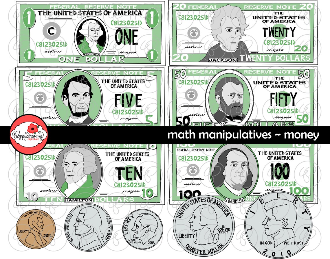Money Clipart Set - (300 Dpi) School Teacher Clip Art Math ...