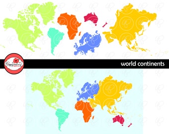 Teaching Continents Digital Clip Art: North America South | Etsy