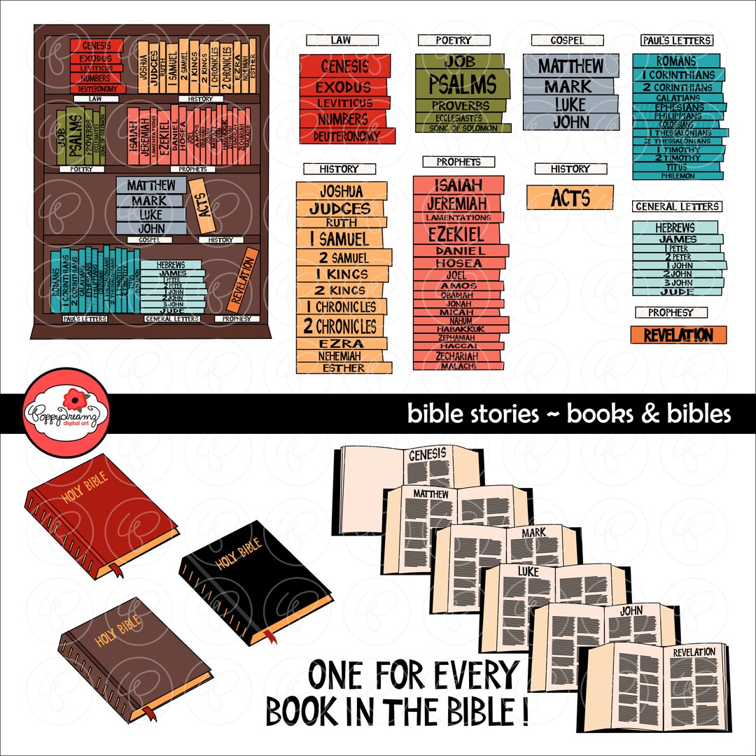 Bible Stories: Books and Bibles Clipart Set by Poppydreamz Bible ...