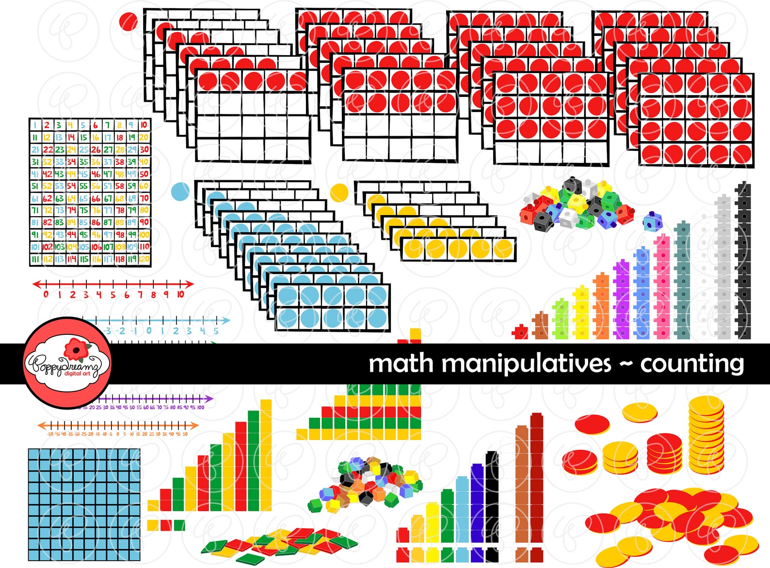 Math Manipulatives Counting Clipart Mega Bundle Set - (300 Dpi) School ...