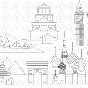 World Landmarks (set 2) Digital Clip Art: Sydney Opera Statue Liberty ...