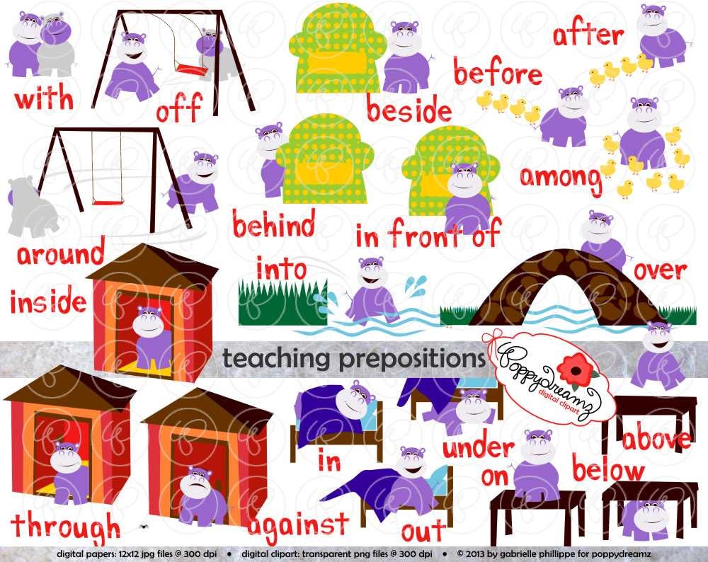 Teaching Prepositions Clipart & Digital Flashcards: Digital | Etsy