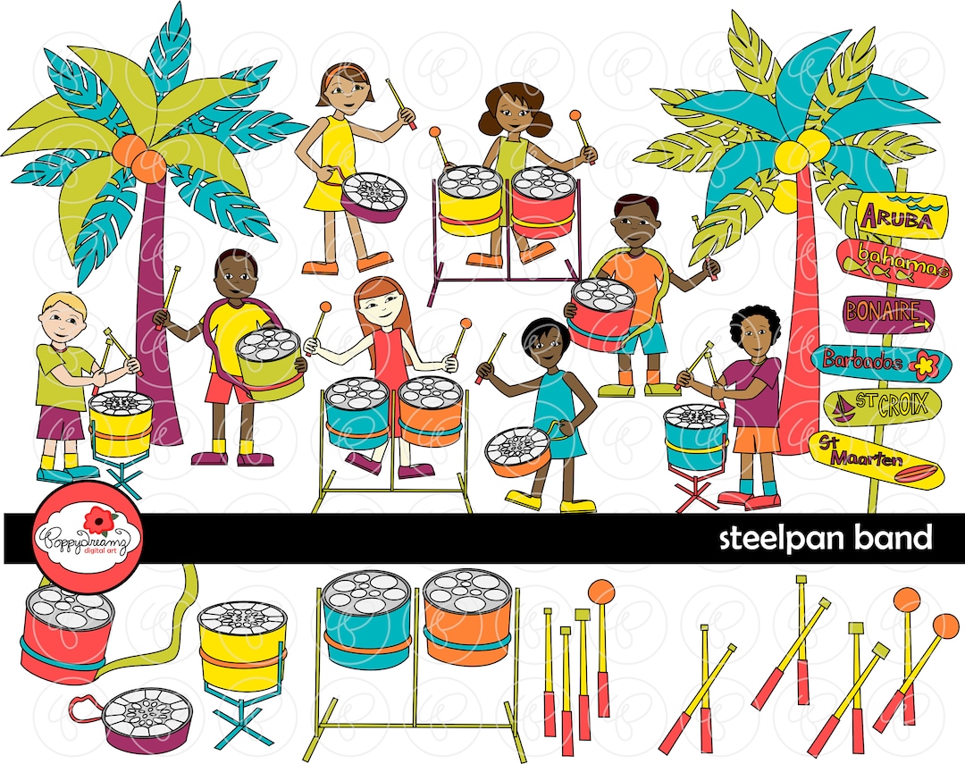 Steelpan Band: Clip Art Pack (300 Dpi) Digital Images Children Steelpan ...