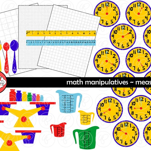 Math Manipulatives Fractions Clipart Set 300 Dpi School - Etsy