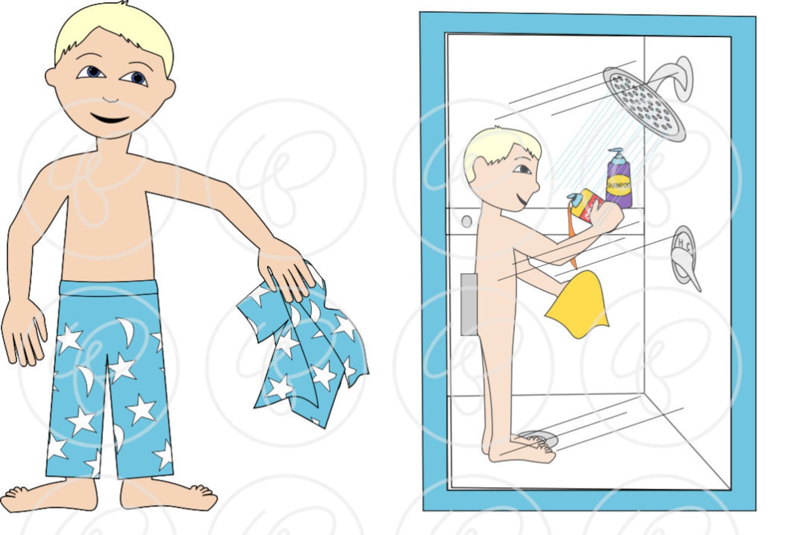 Sequences - Shower Time Clipart Set (300 Dpi) School Teacher Clip Art Shower Bath Bathe SPED ESL ...