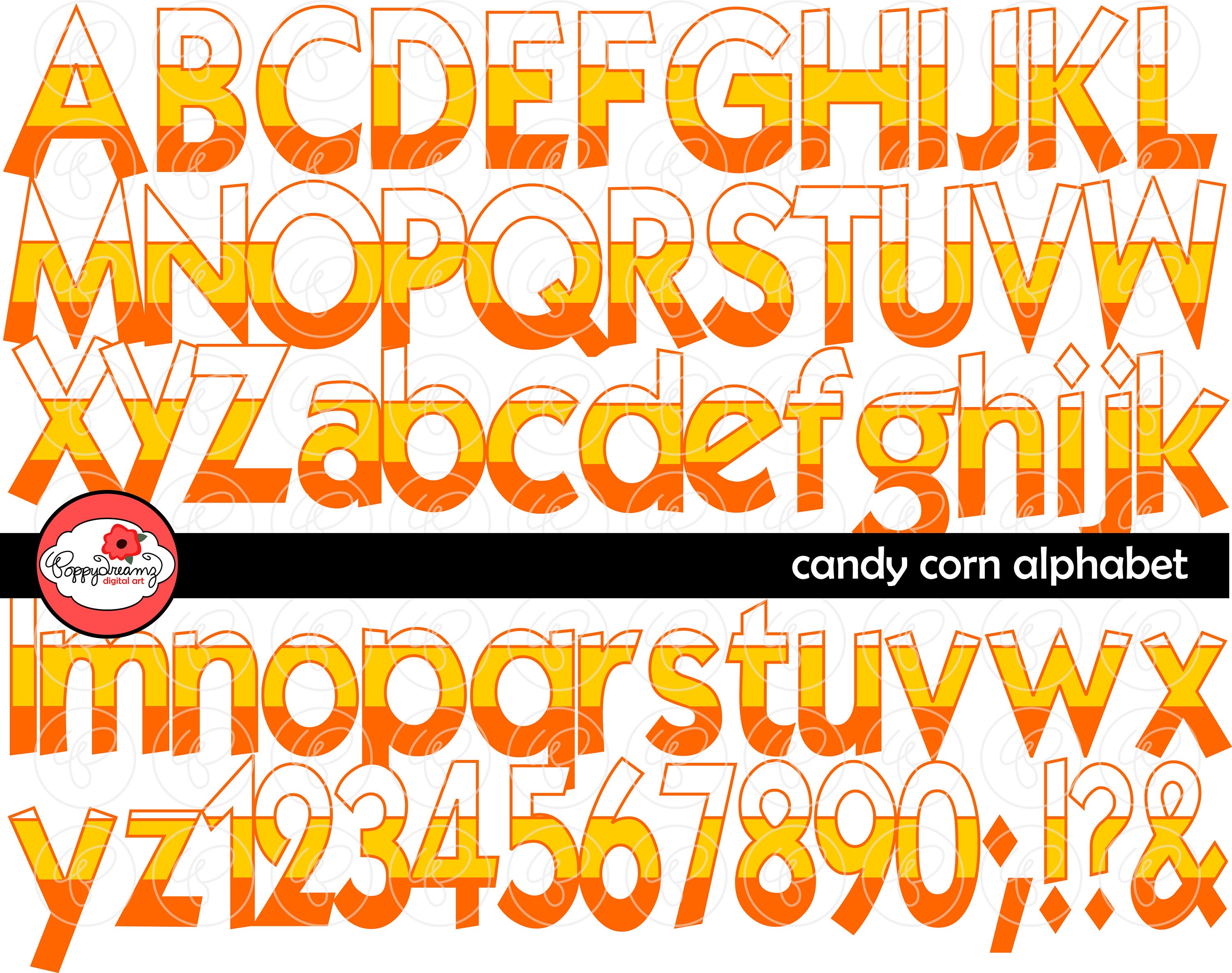 Candy Corn Alphabet: Clip Art Pack 300 dpi transparent png | Etsy
