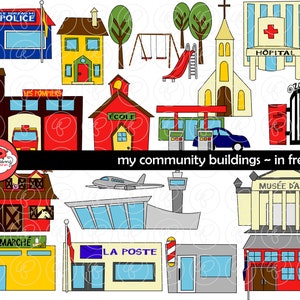My Community Buildings in FRENCH Clipart: (300 Dpi Transparent Png ...