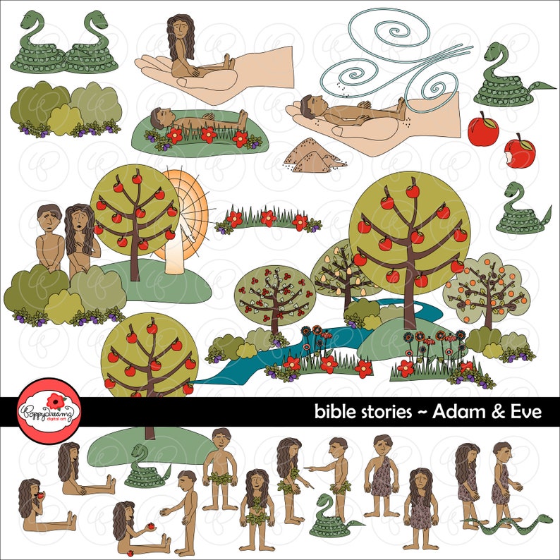 Bible Stories: Adam & Eve Clipart Set by Poppydreamz Bible Biblical ...