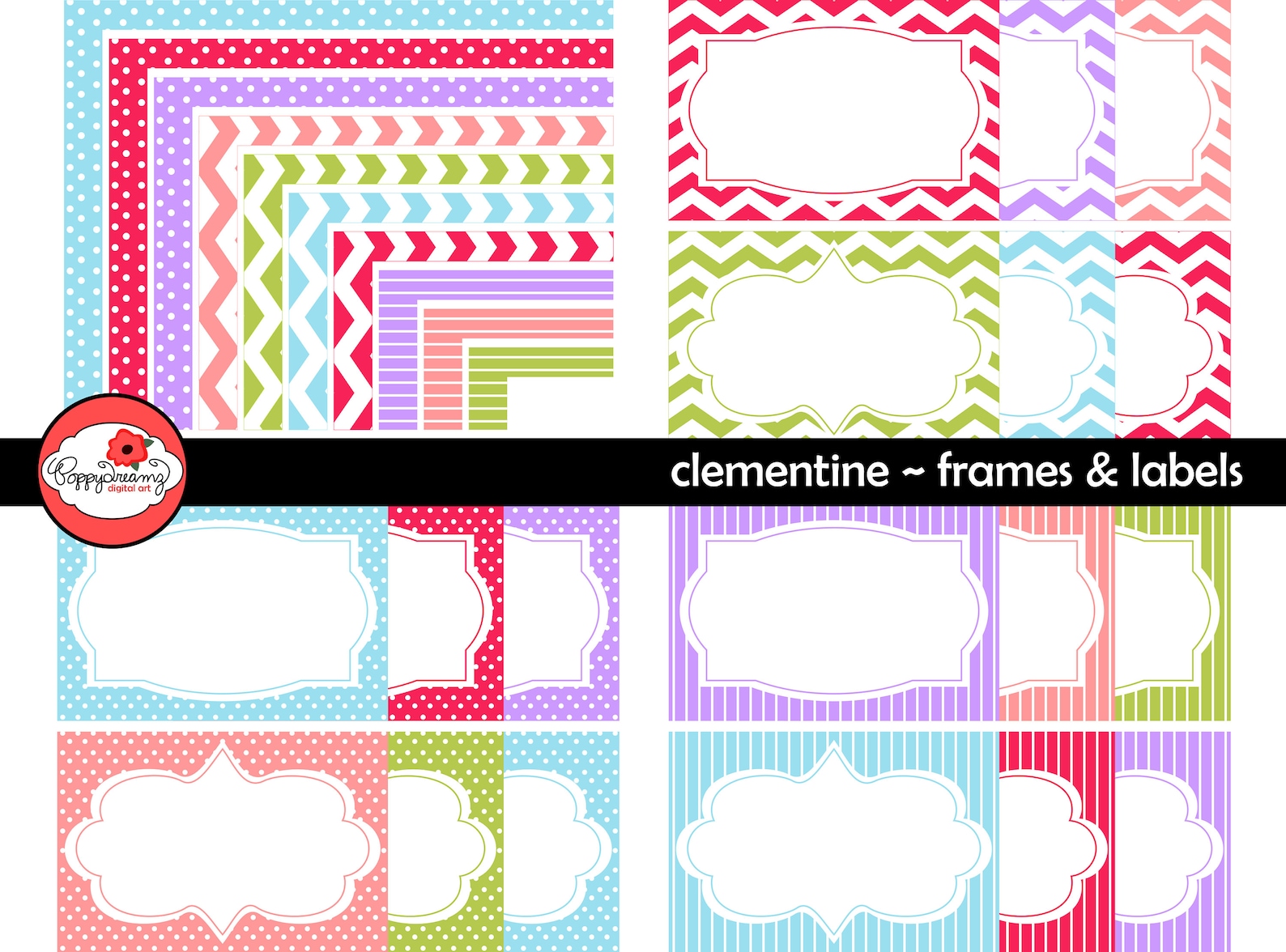 Clementine Frames & Labels: Clip Art Pack Card Making Digital Frames ...