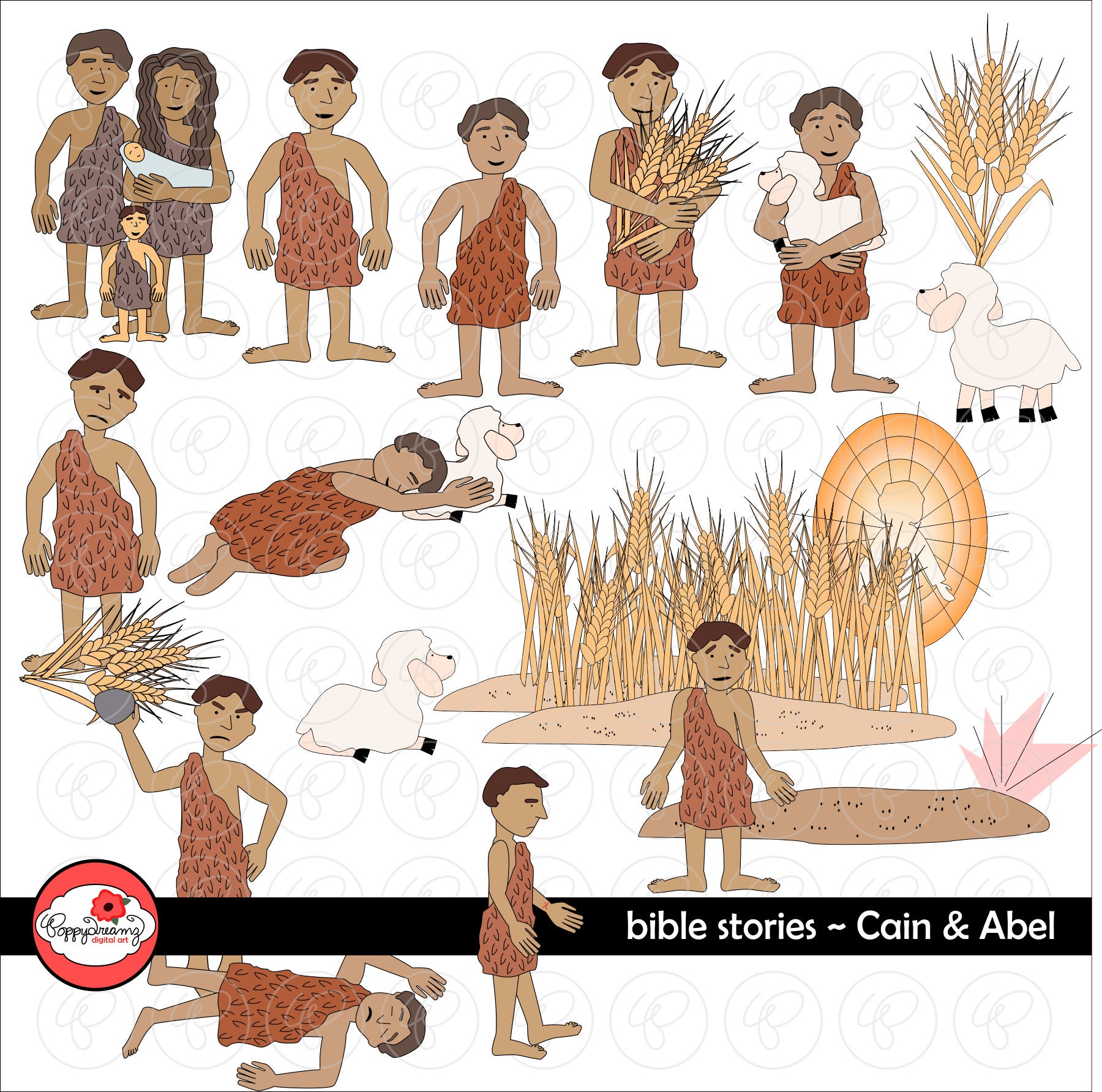 Bible Stories: Cain and Abel Clipart Set by Poppydreamz Bible Biblical ...