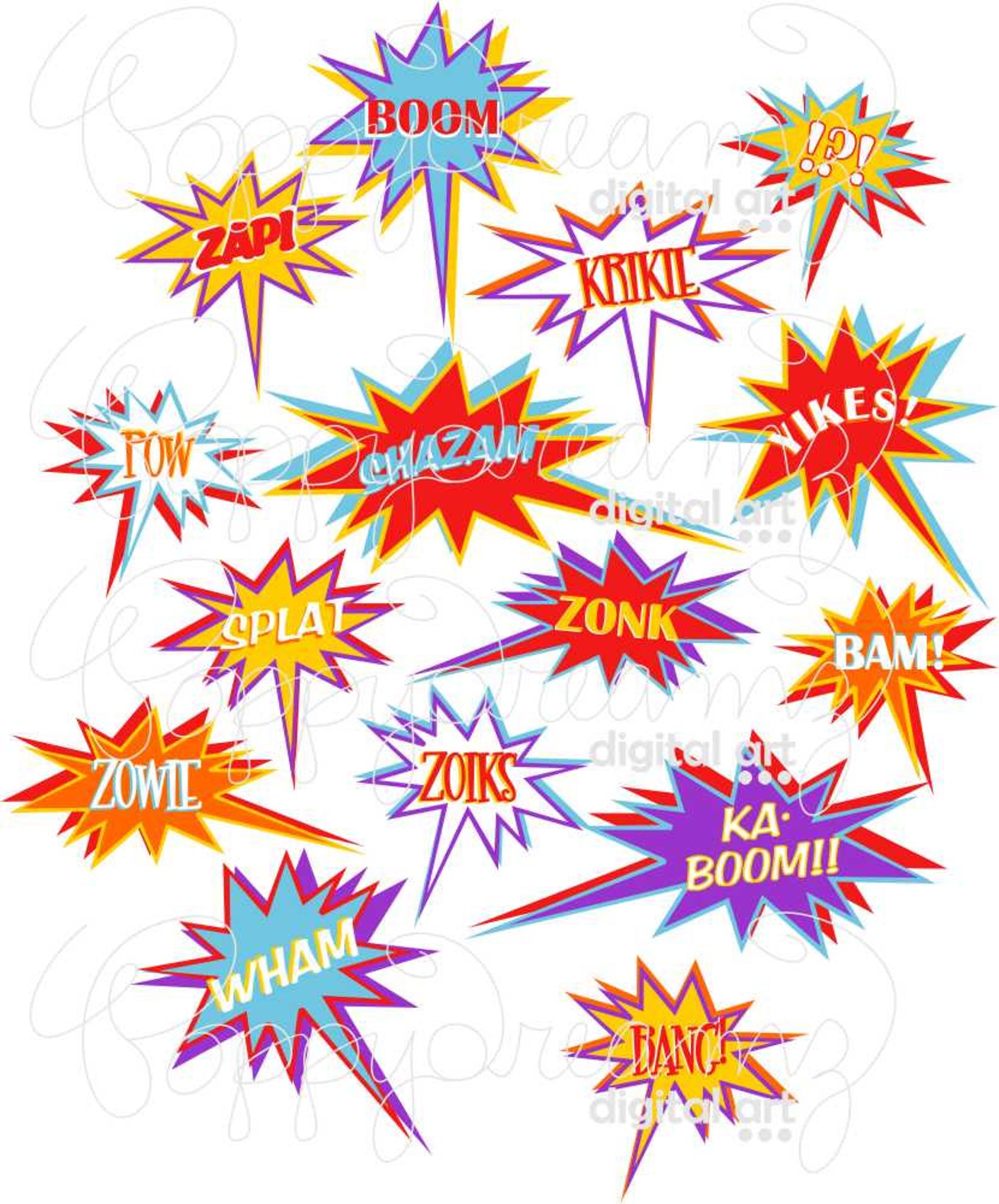 Superhero Sayings: Clip Art Pack (300 Dpi) Digital Images (transparent ...