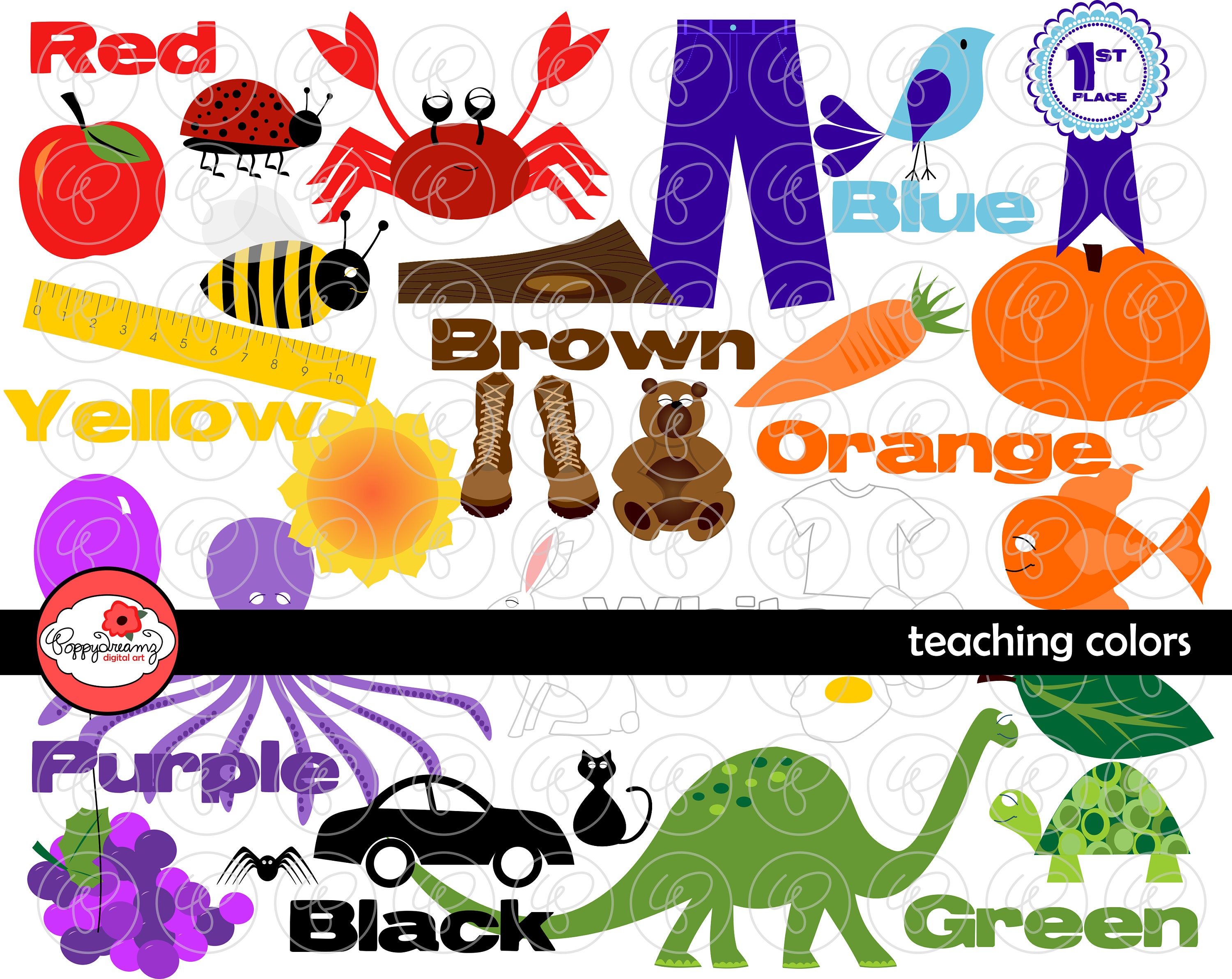 Teaching Colors Clipart: Digital Clipart Pack (300 Dpi) School Teacher ...