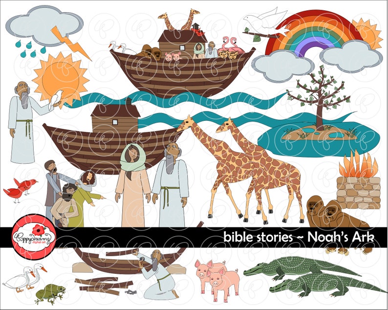 Bible Stories: Noah's Ark Clipart Set by Poppydreamz Bible Biblical ...