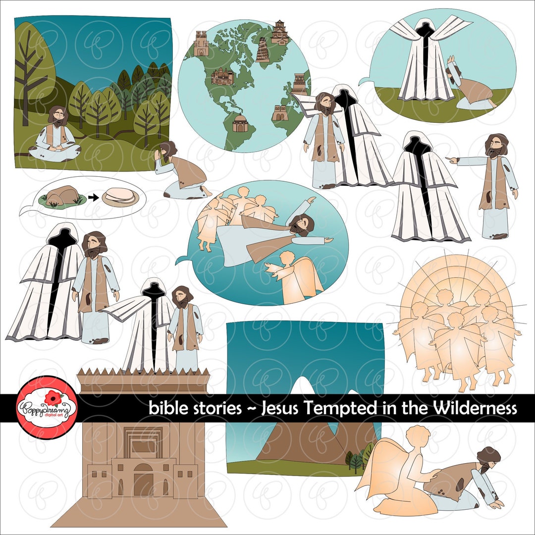 Bible Stories: Jesus Tempted in the Wilderness Clipart Set by ...