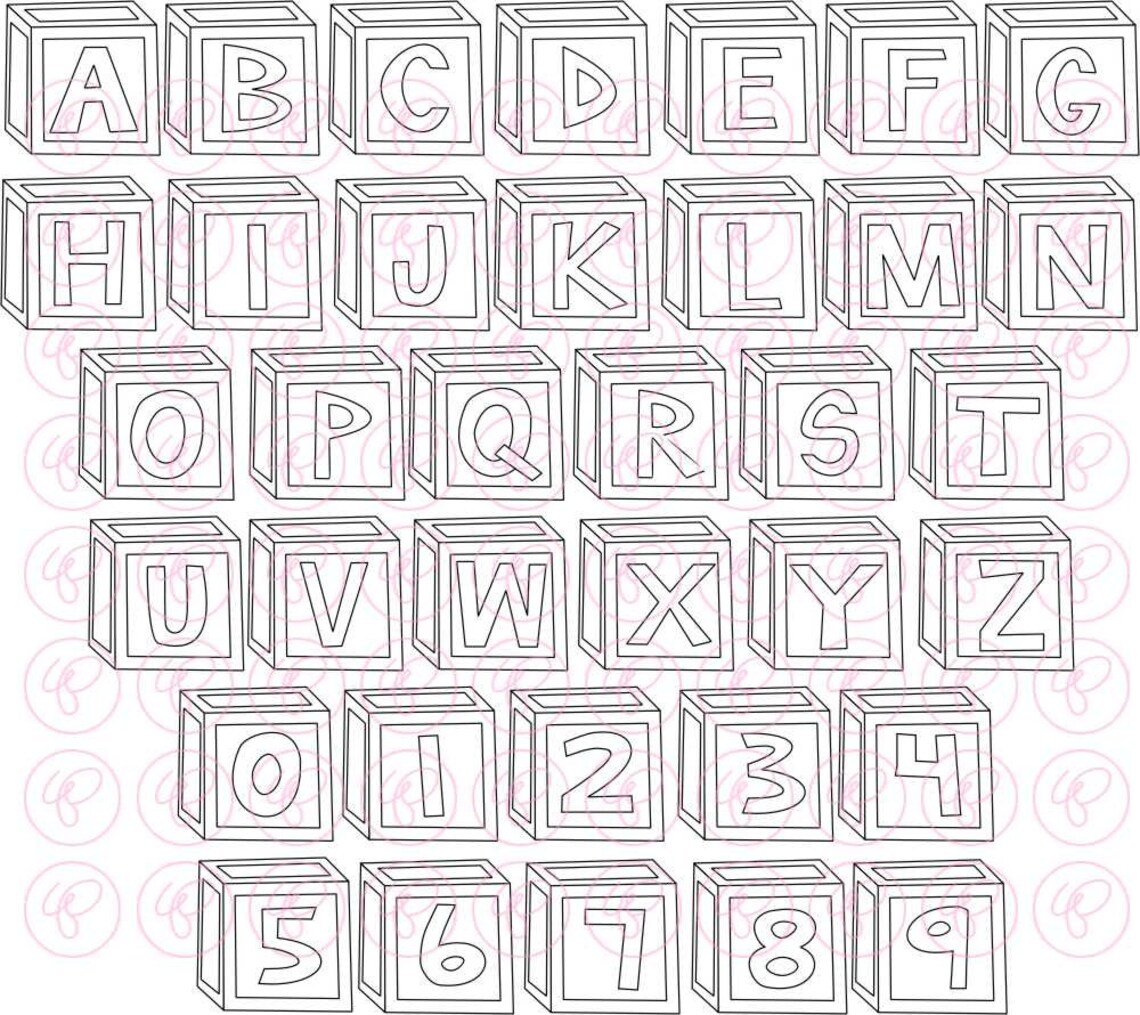 Letter Blocks Alphabet and Numbers: Clip Art Pack (300 Dpi Transparent ...