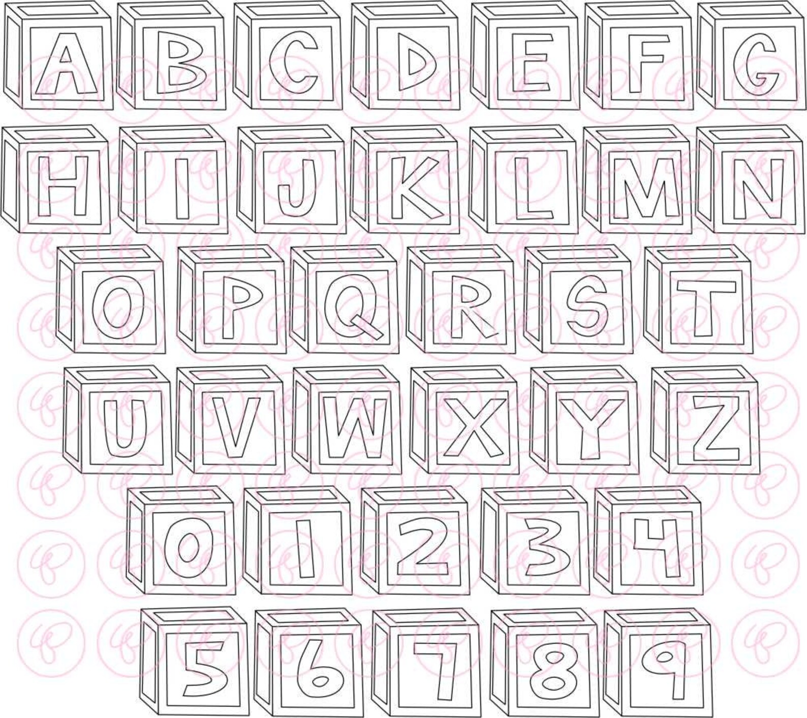 Letter Blocks Alphabet and Numbers: Clip Art Pack (300 Dpi Transparent ...