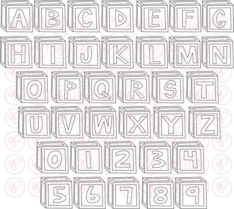 Letter Blocks Alphabet and Numbers: Clip Art Pack (300 Dpi Transparent ...