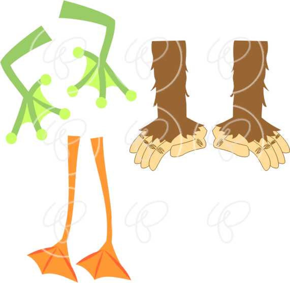 Whose Feet : Animal Digital Clipart Pack (300 Dpi) Elephant Zebra Dog ...