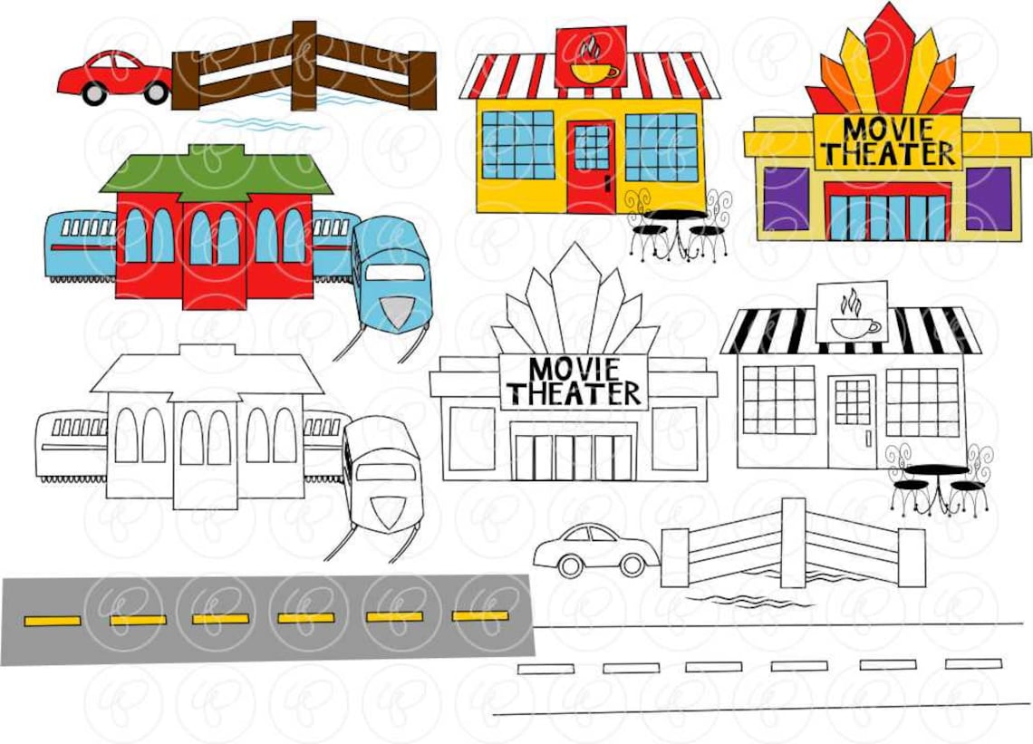 My Community Buildings Clipart: (300 Dpi Transparent Png) School ...