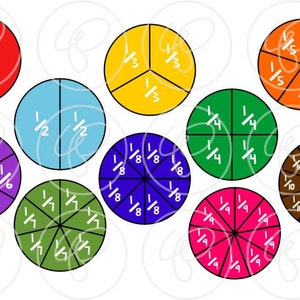 Math Manipulatives Fractions Clipart Set - (300 Dpi) School Teacher ...
