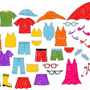 Dress up for Summer Clothing and Paper Doll Clipart Set: Digital Clip ...