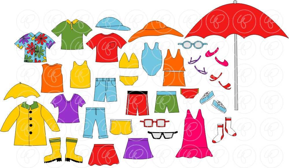 Dress up for Summer Clothing and Paper Doll Clipart Set: Digital Clip ...